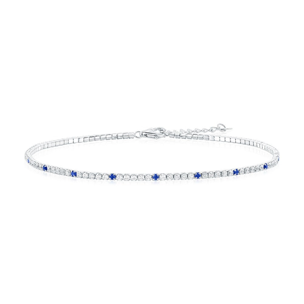 Beaux Bijoux Sterling Silver Round Simulated Diamond CZ Anklet for ...