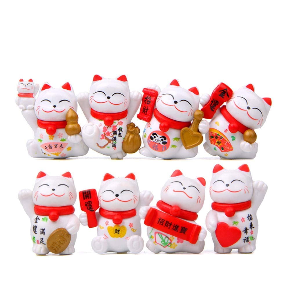Beauy Girl 8 Pcs Cute Lucky Cat Figures, Animal Cat Characters Toys ...