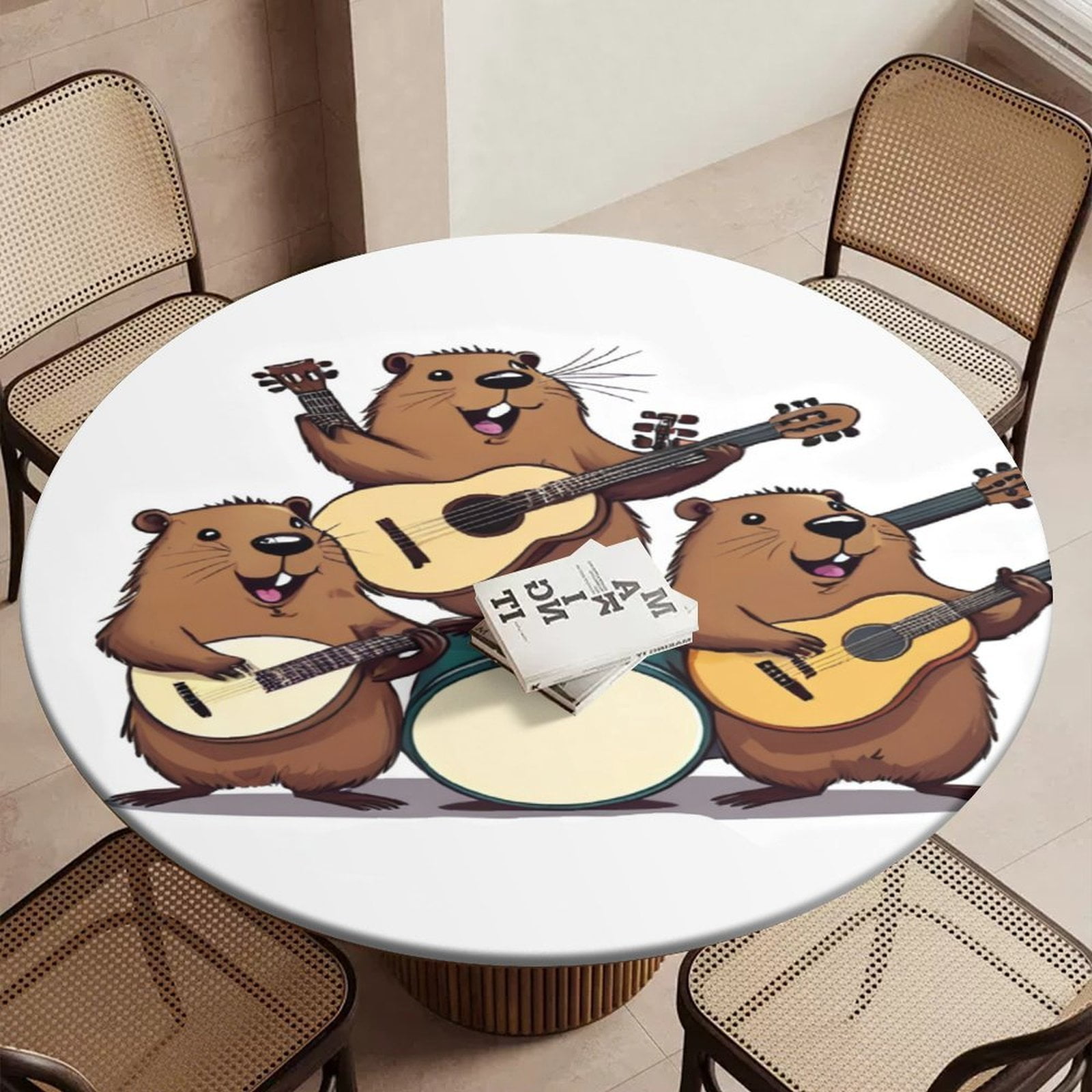 Beaver Band Music Round Table Cover Kitchen Printed Waterproof ...