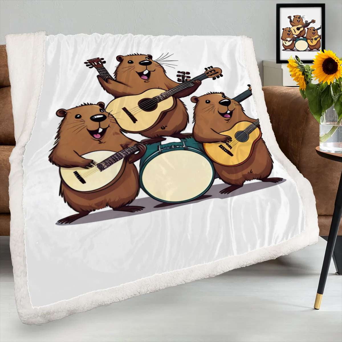 Beaver Band Music Sherpa Blanket Throw Blanket For Bed Chair Sofa ...