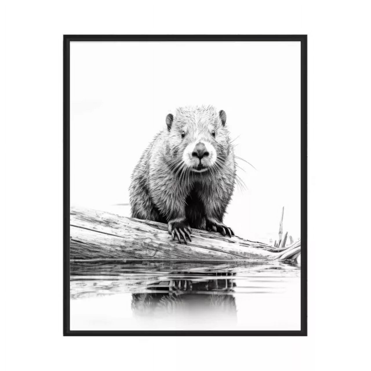 Beaver Black And White Animal Photo Art Print Poster Wall Art Painting ...