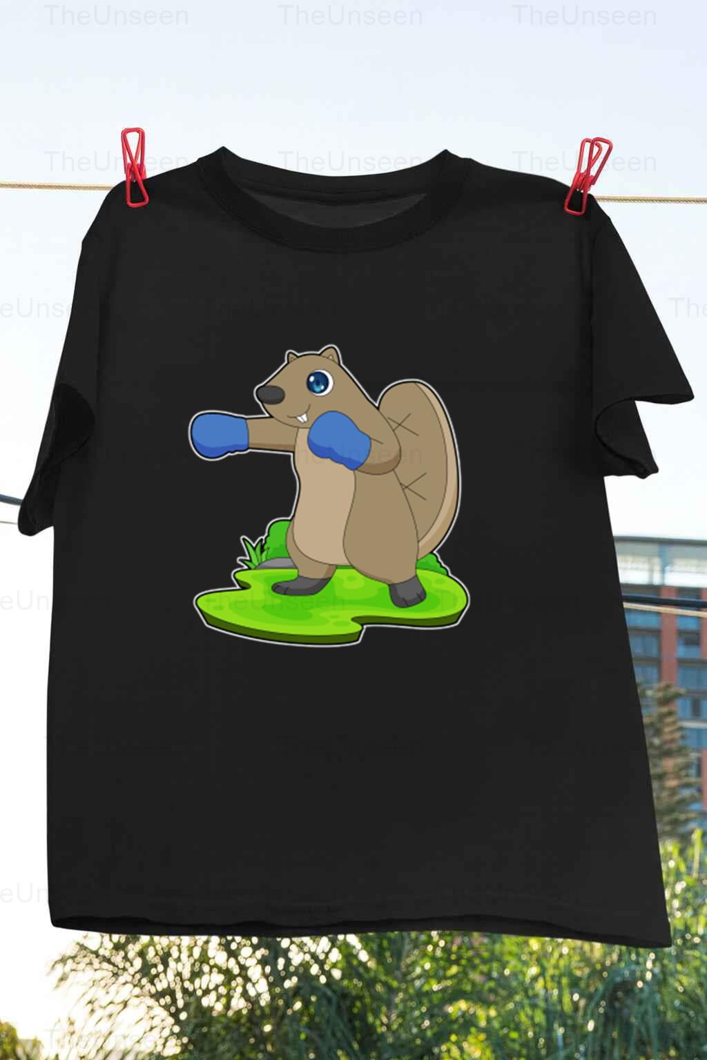 Beaver Boxer Boxing Gloves Funny Animal Sport Fun Unisex T-Shirt up to ...