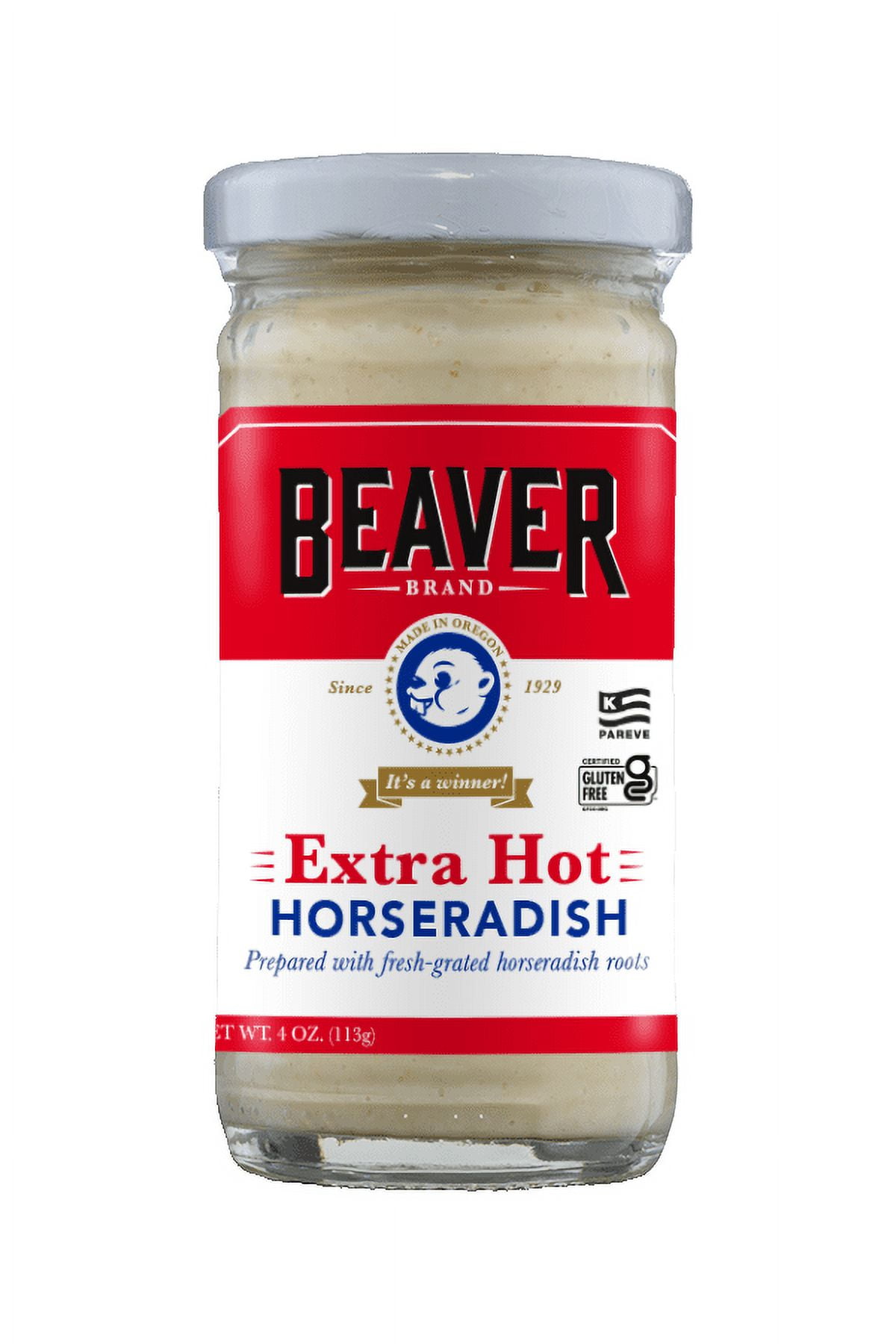 Beaver Extra Hot Horseradish 4 oz Jar Spicy Condiments Made with Fresh ...