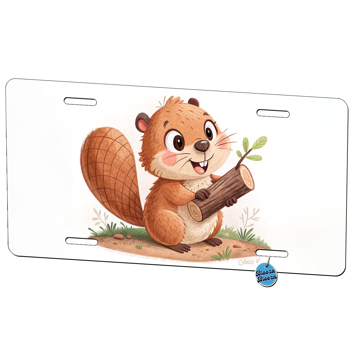 Beaver Children's Illustration Style Metal Novelty License Plate ...