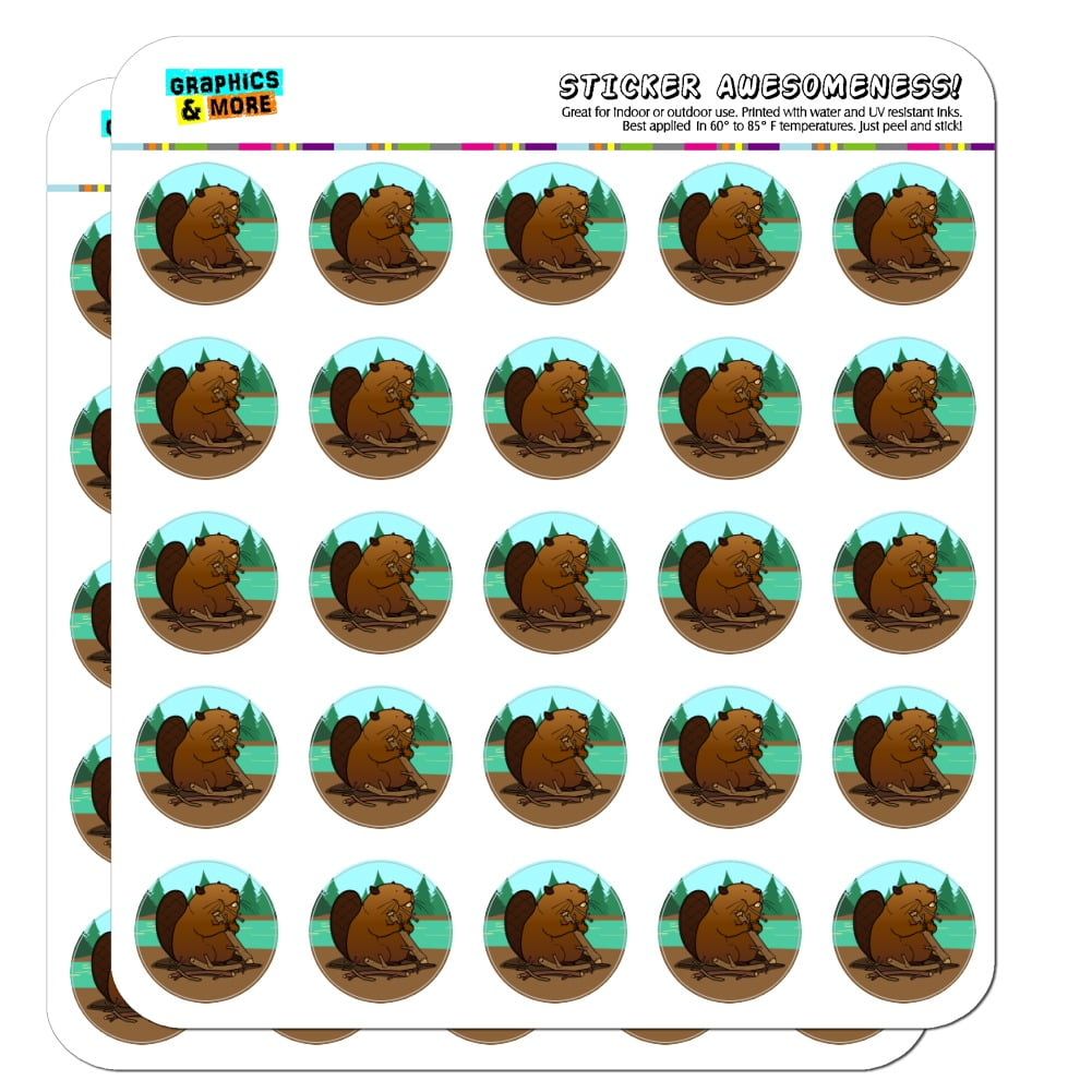 Beaver Chomping Wood 1" Planner Calendar Scrapbooking Crafting Clear ...