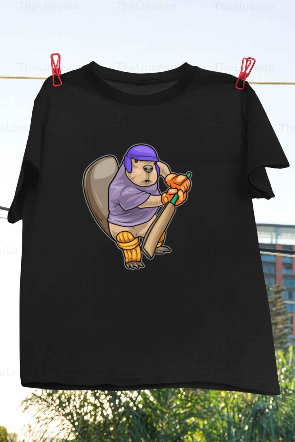 Beaver Cricket Bat Funny Animal Sport Player Fun Unisex T-Shirt up to 5XL - Walmart.com