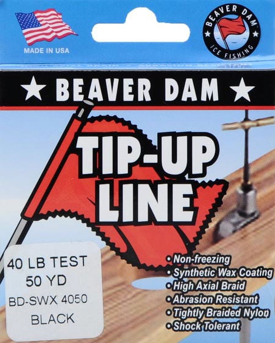 Beaver Dam Wax Tip Up Black Fishing Line, 40 lb./ 50 yd Ice, 50 yard ...