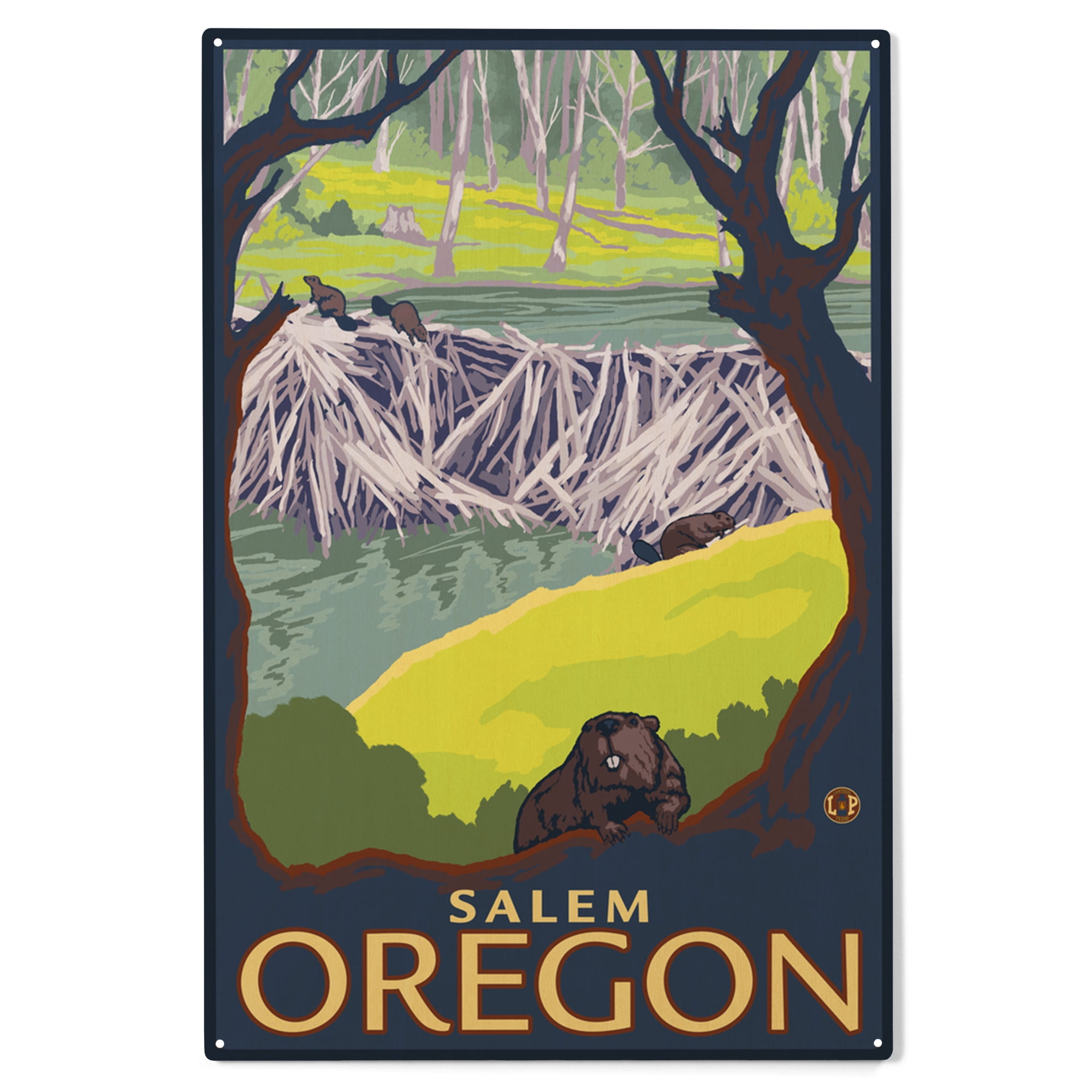 Beaver Family, Salem, Oregon Birch Wood Wall Sign (10x15 Rustic Home ...