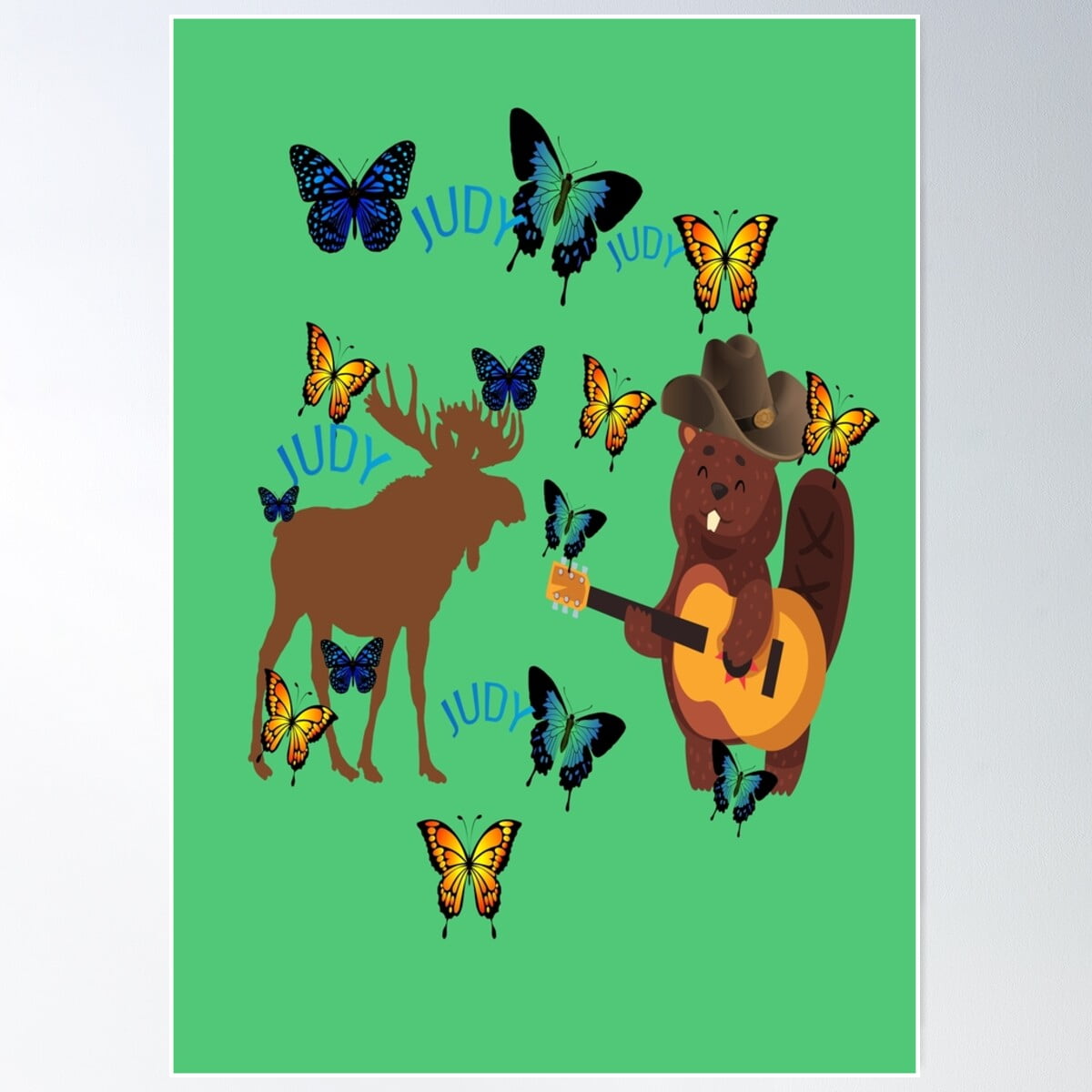 Beaver Serenading Moose Judy Mug Poster Wall Art, Modern Wall Decor For ...