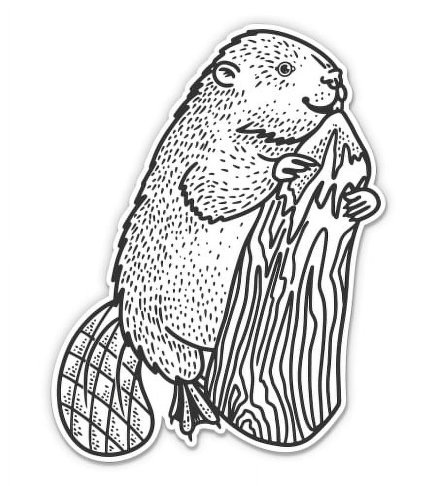 Beaver Vintage Style - 5" Vinyl Sticker - For Car Laptop I-Pad ...