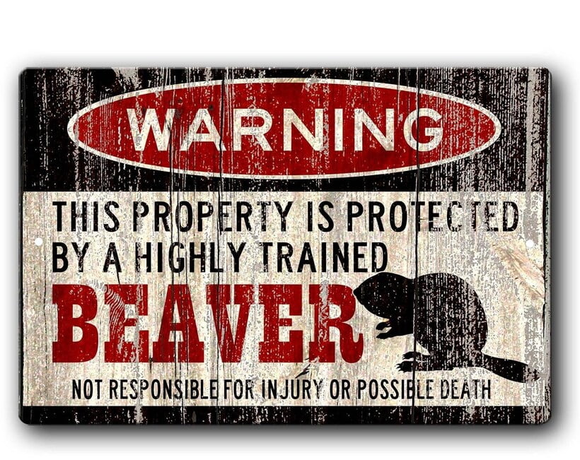 Beaver Warning Sign Funny Beaver Gift Funny lake house sign Funny Cabin ...