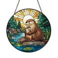 Beaver Window Stained Glass Suncatcher Forest Animal Decor Hanging ...