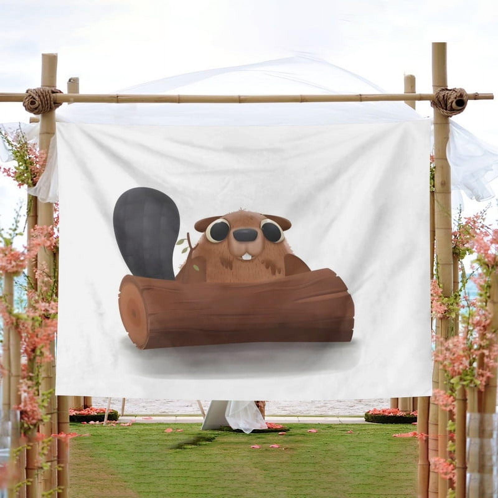 Beaver pattern wall hanging 50*60 inches high-quality peach skin velvet ...