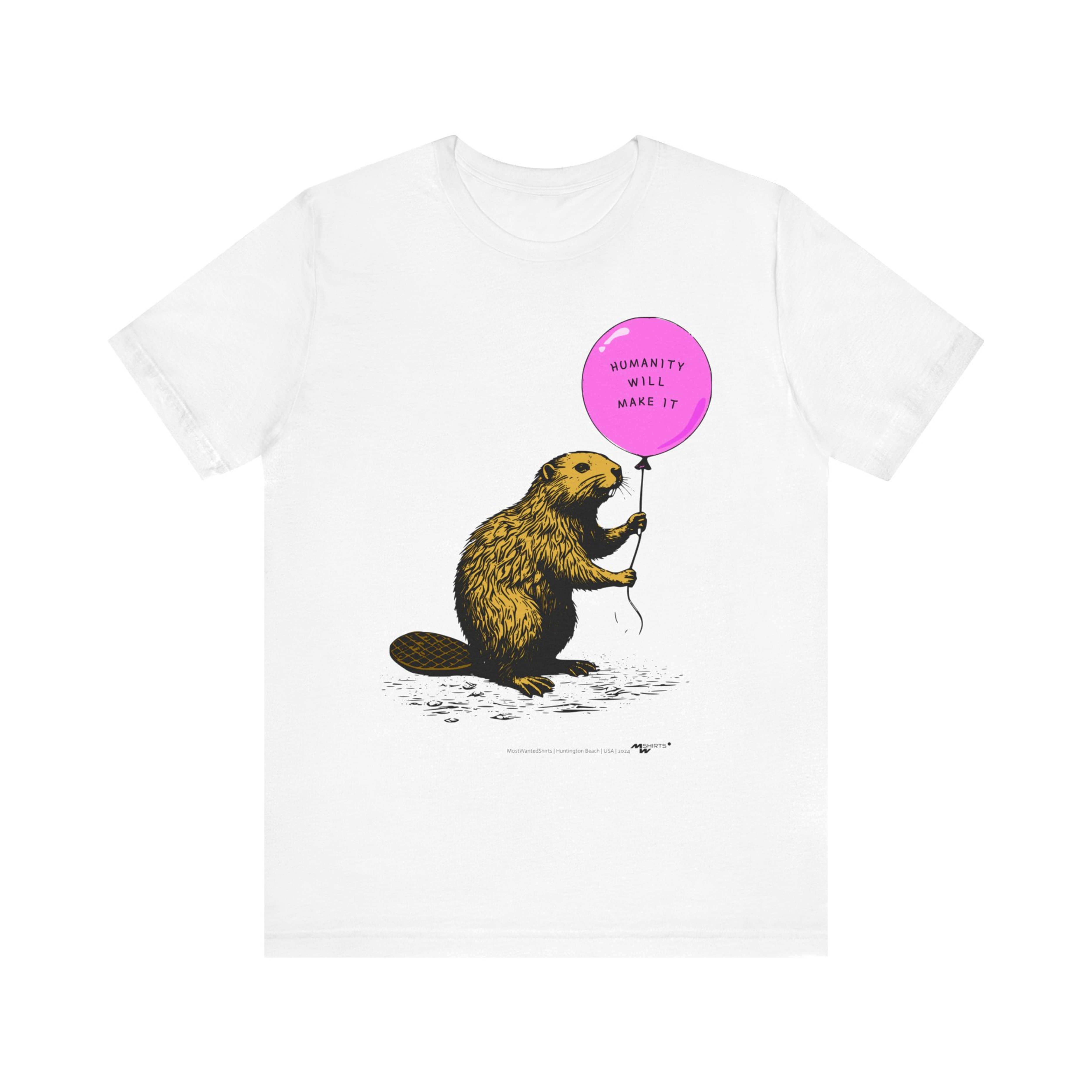 Beaver with Balloon T-Shirt - Copper Engraving Vintage Style/ Unisex ...