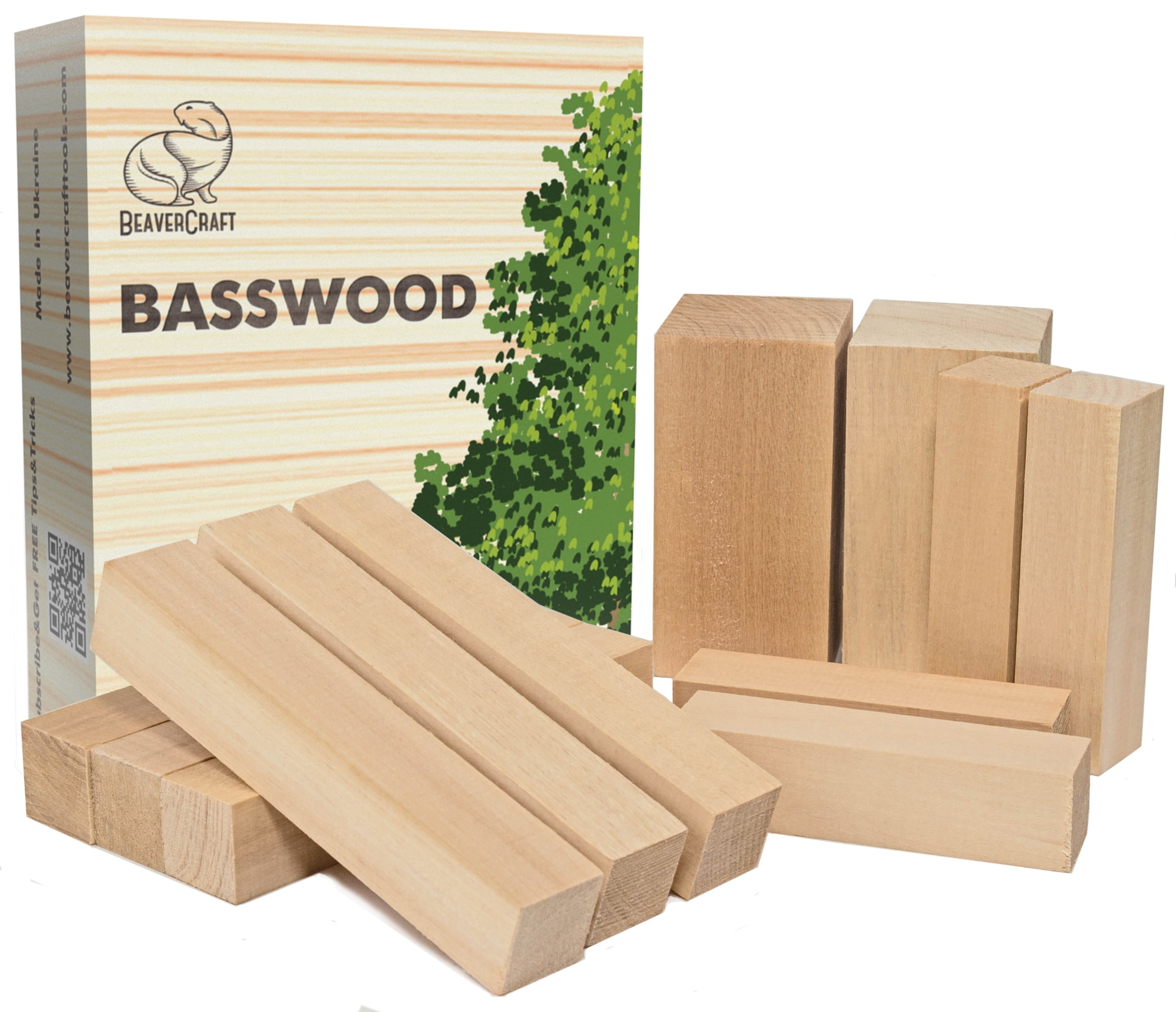 BeaverCraft BW12 pcs Basswood Carving Blocks Whittling Wood Carving ...
