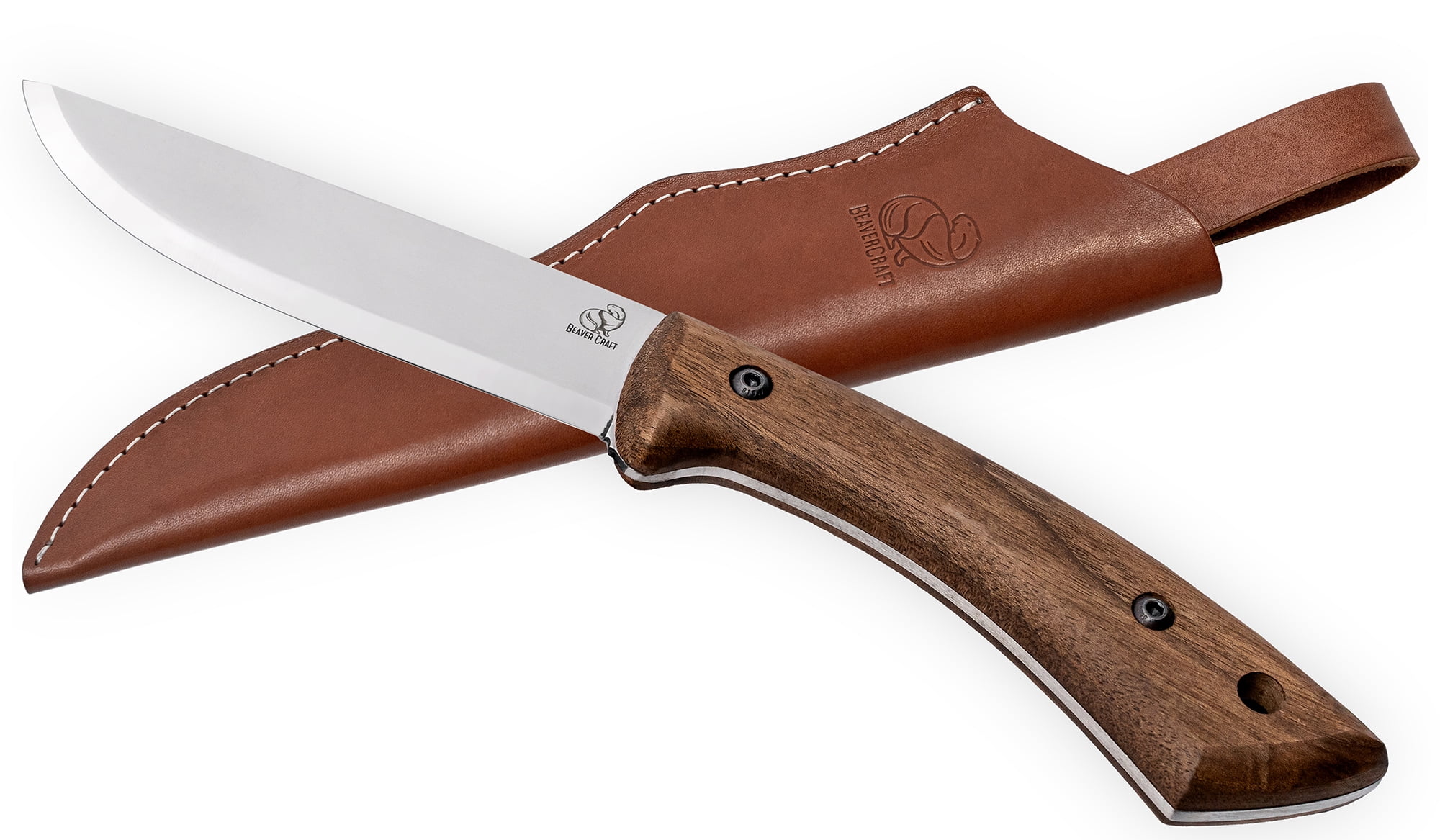 BeaverCraft Bushcraft Knife BSH1 Fixed Blade Knife with Sheath Full ...