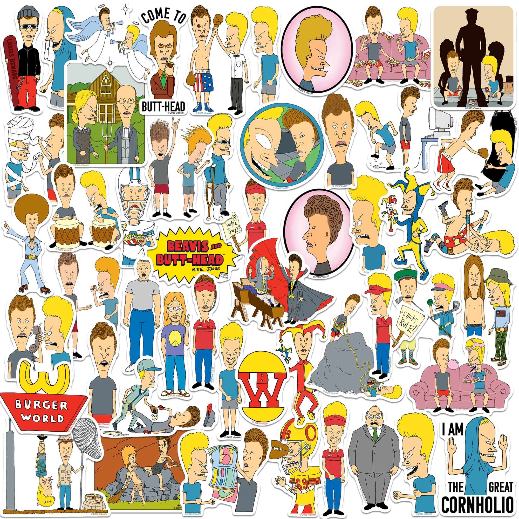 Beavis and Butthead 50CT Vinyl Large Deluxe Stickers Variety Pack ...