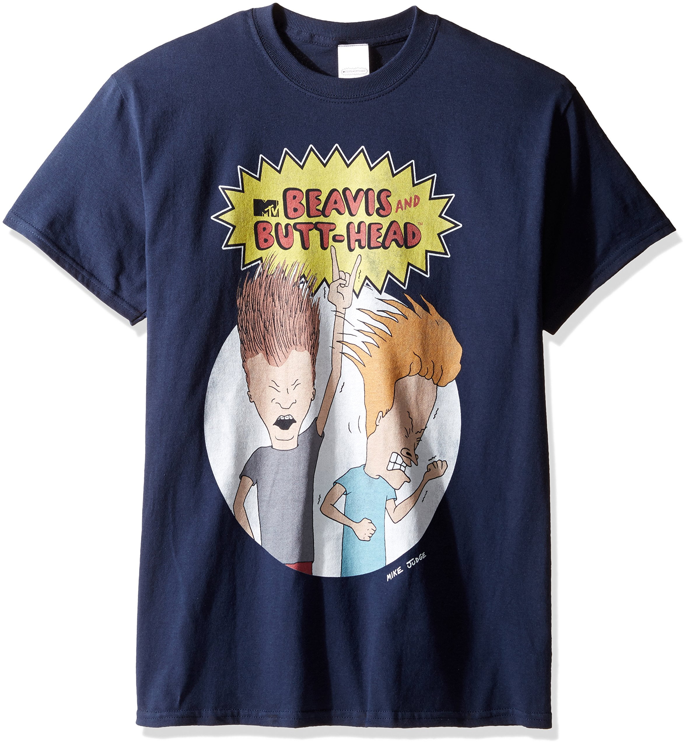 Beavis & Butthead Mens T-Shirt - Classic Boys Rocking Out Under Logo ...