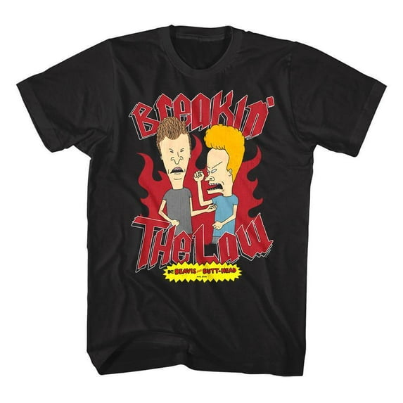 Beavis and Butthead Breakin the Law Men's T Shirt Teenage Crime Spree ...