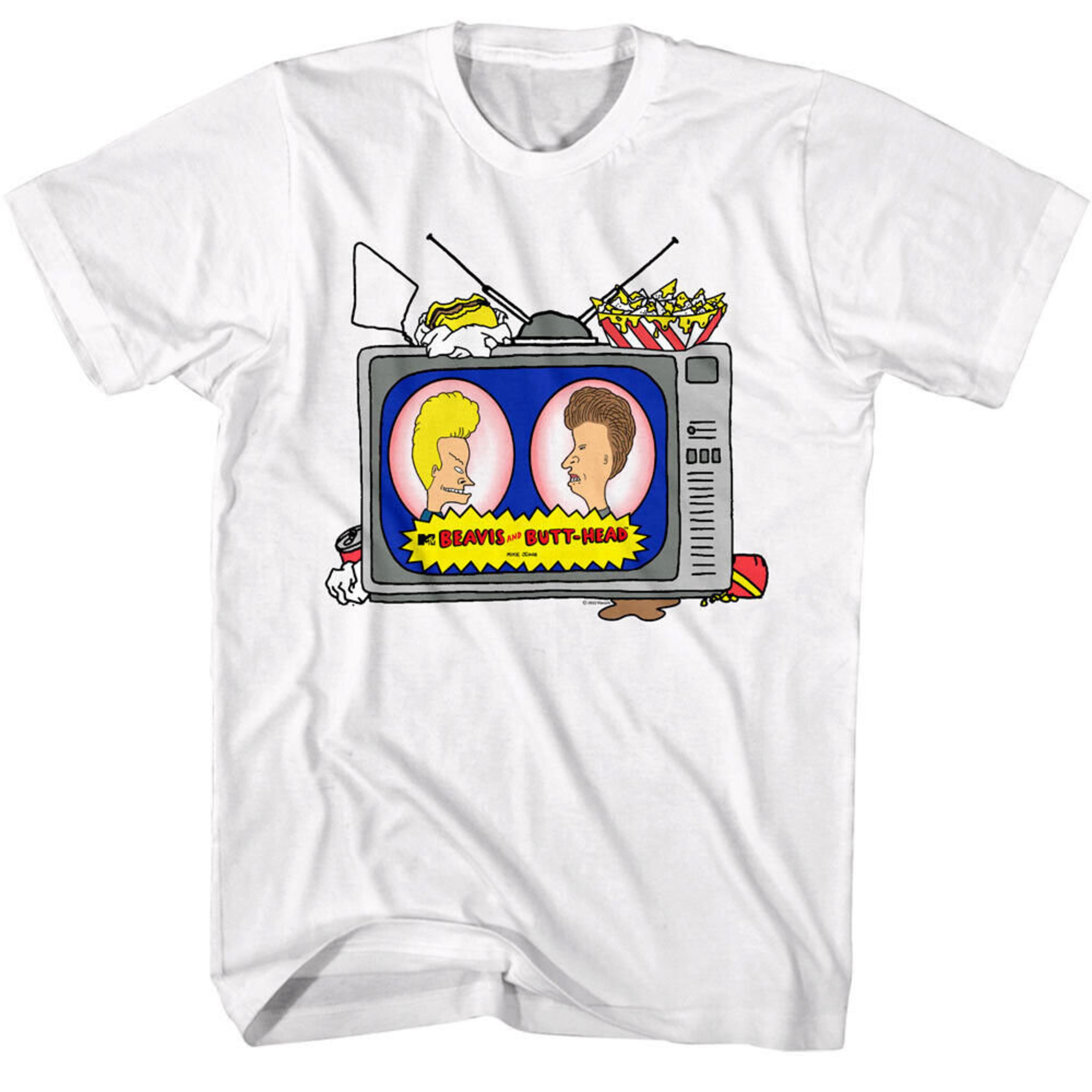 Beavis and Butthead Men's T-shirt Junk Food & TV White Graphic Tee MTV ...