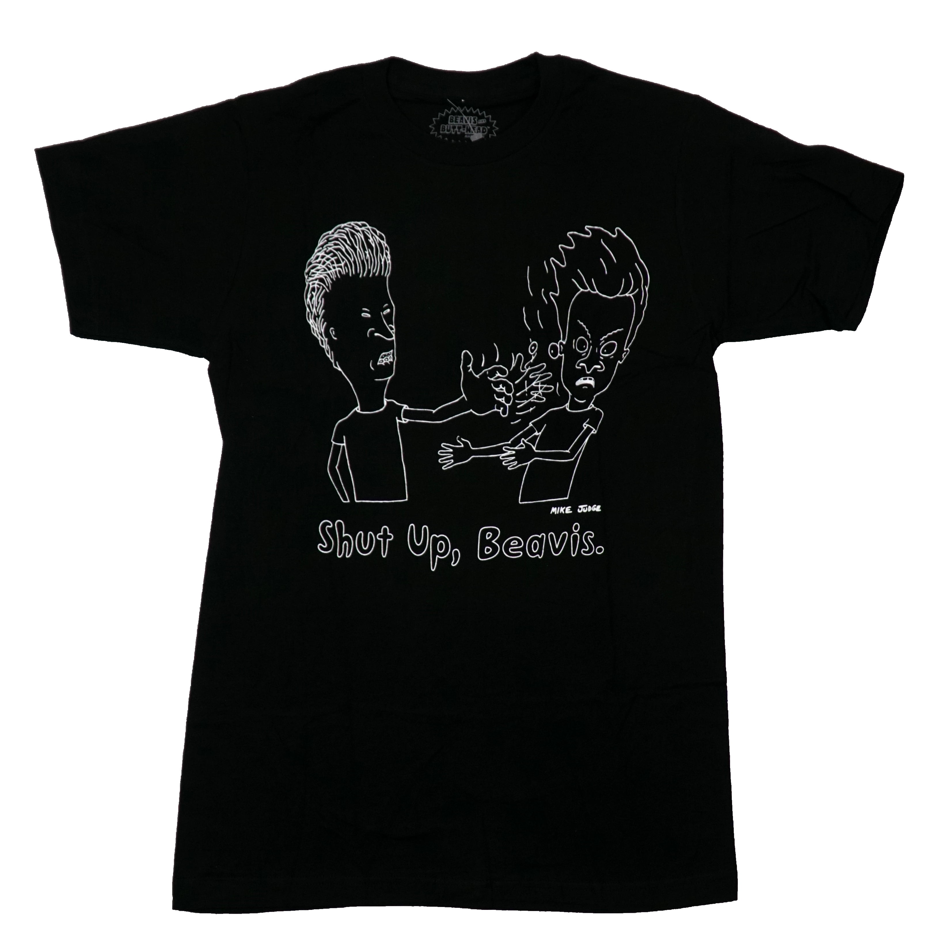 Beavis and Butthead Mens T-Shirt - White Outline "Shut up Beavis ...