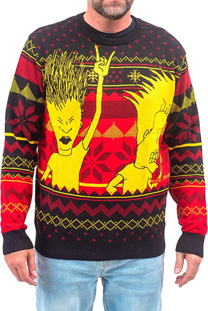 Beavis and Butthead Rock and Roll Three Color Ugly Christmas Sweater ...