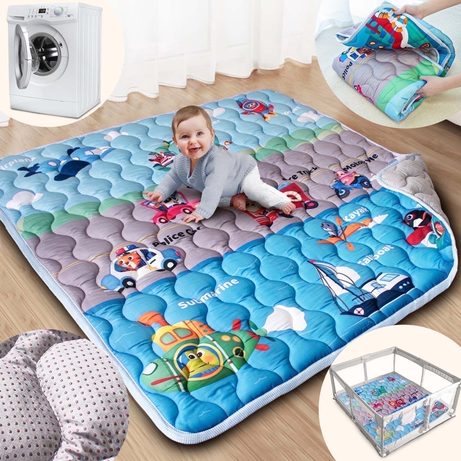 Beavtaens Baby Play Mat for Floor, Fits 50x50 Playpen, Super Soft, Non ...