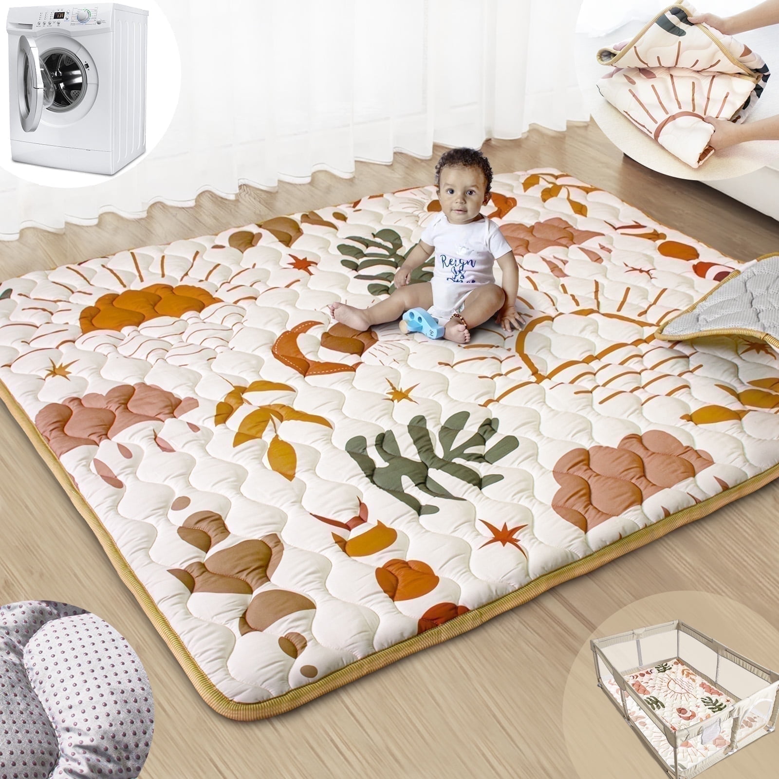 Beavtaens Baby Play Mat for Floor 71x59 Inches, Super Soft Foam for ...
