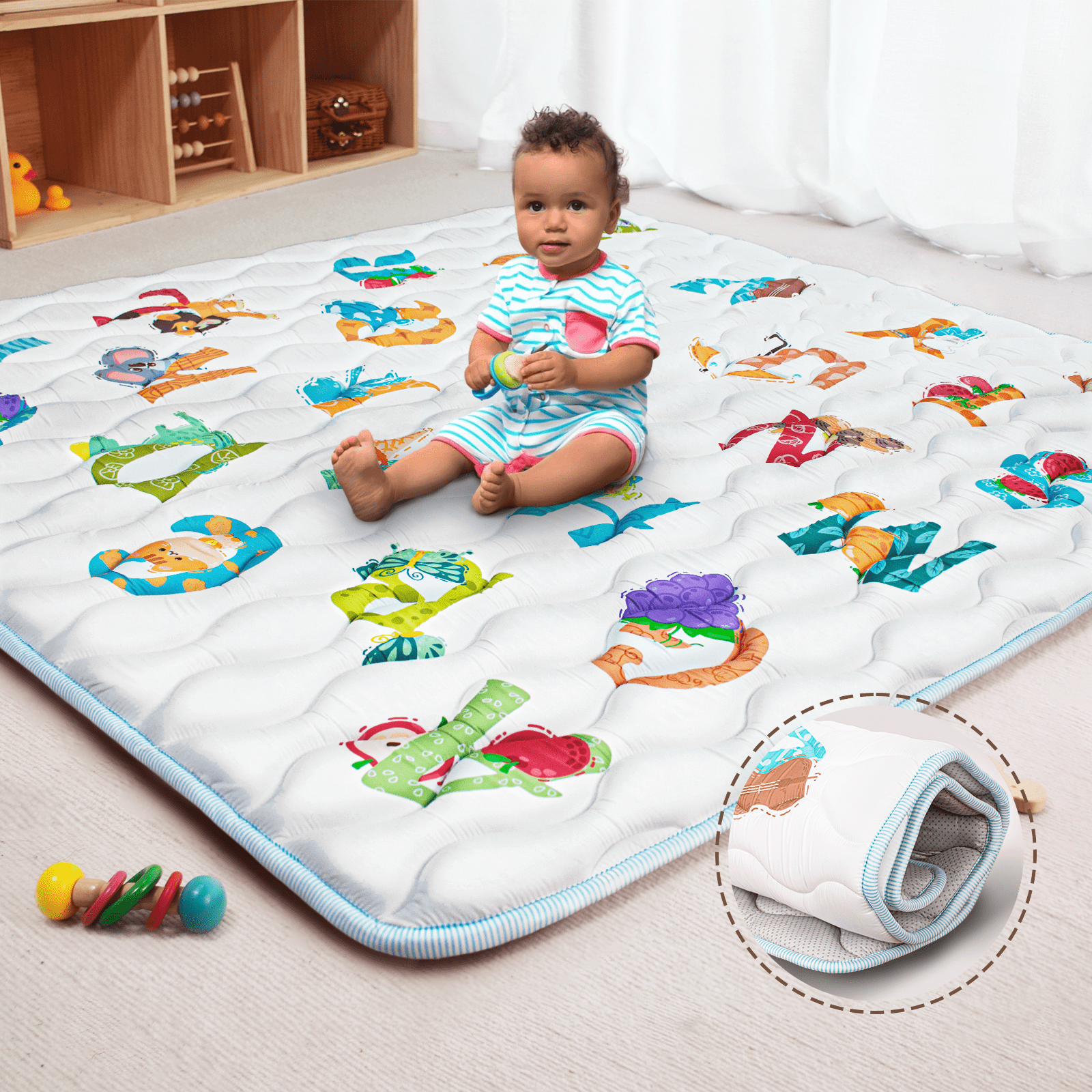 Beavtaens Baby Play Mat for Floor, Foam 50"x50" Playpen Mat, Thickened ...