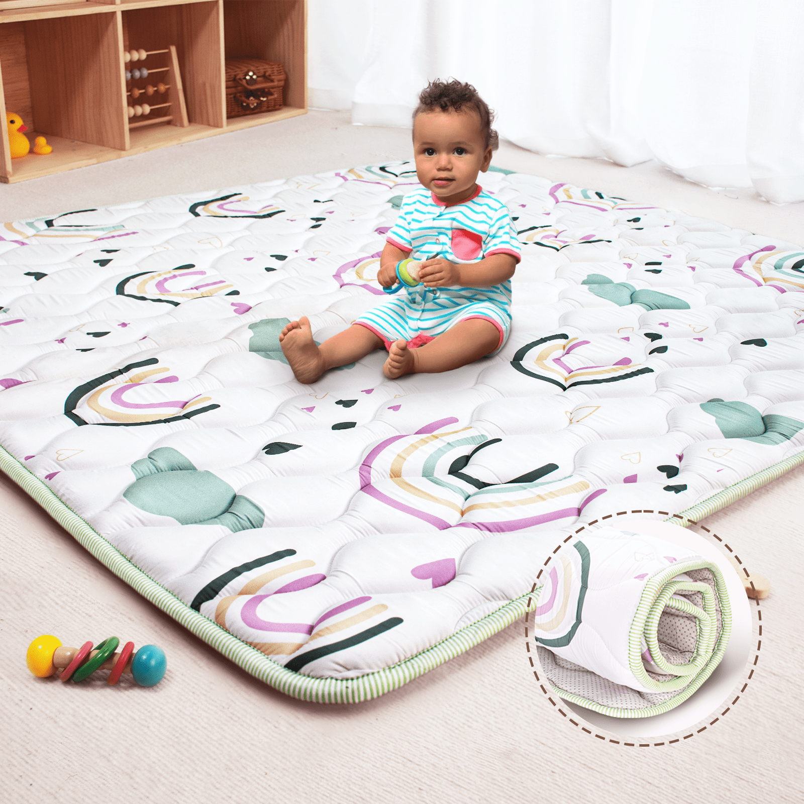 Beavtaens Baby Play Mat for Floor, Foam 50"x50" Playpen Mat, Thickened ...