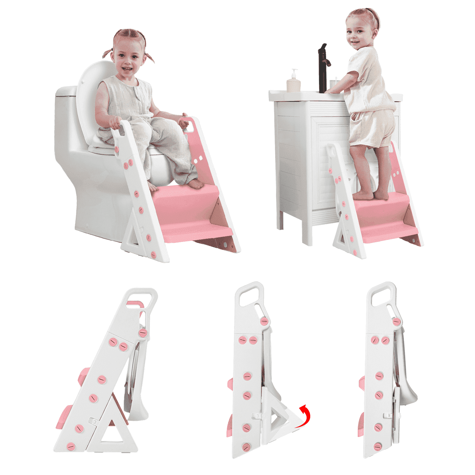 Beavtaens Potty Training Toilet Seat, Upgrade Foldable Step Stool with ...