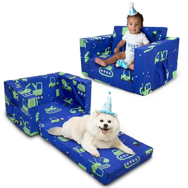 Beavtaens Kids Sofa, 2-in-1 Flip Open Toddler Chair, with Side Pocket ...