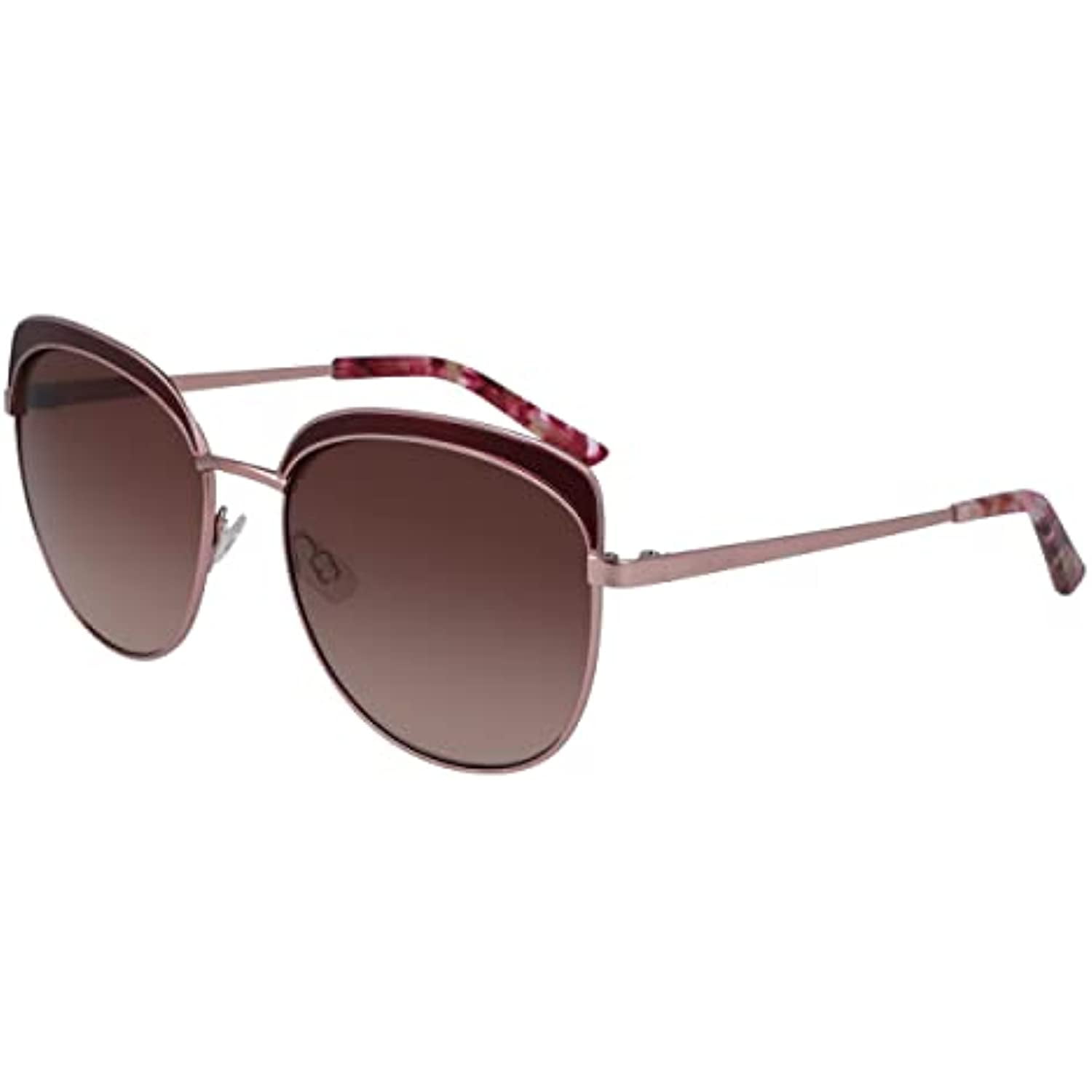 Bebe Adult Women's Rose Gold-Tone Metal Round Sunglasses with Top Brow ...