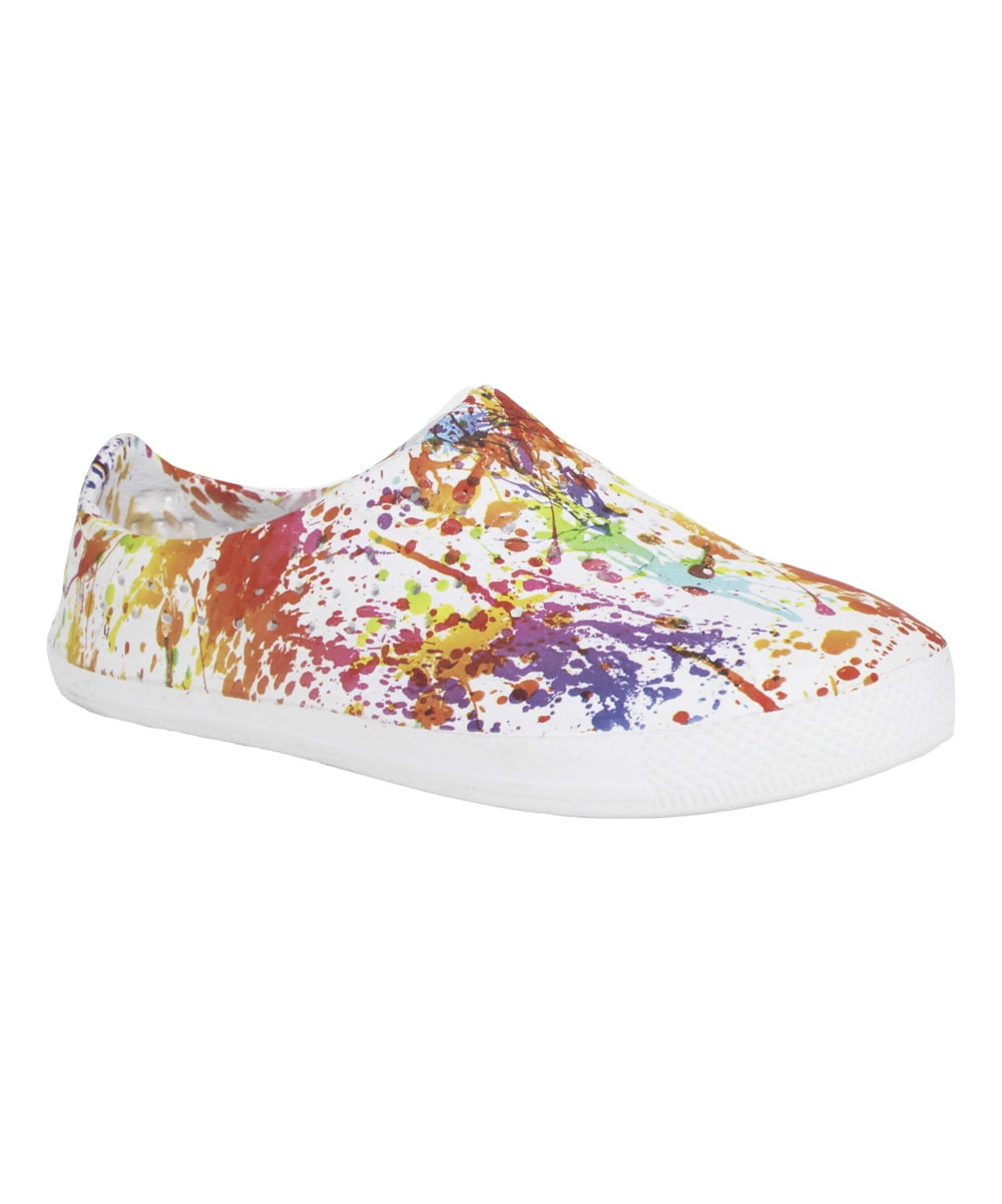 Bebe Girls White Multicolor Paint-Splatter Water Shoe Girls Size 9/10 ...