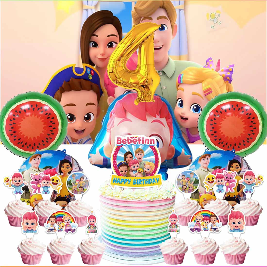 Bebe Playtime Party Supplies Decor 4th Kit Balloons Birthday Cake ...