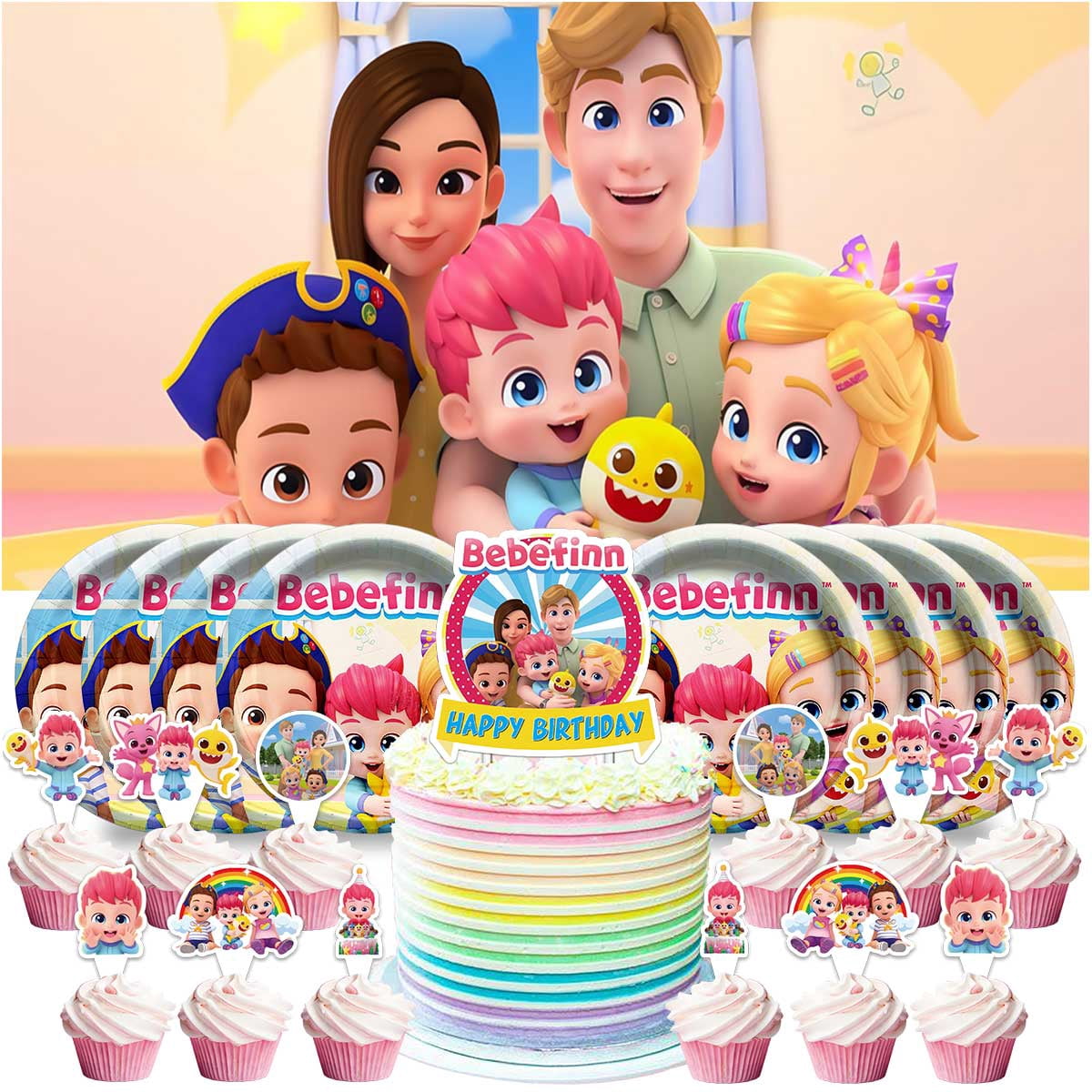 Bebe Playtime Plates Birthday Supplies Finn Decorations Decor Backdrop ...