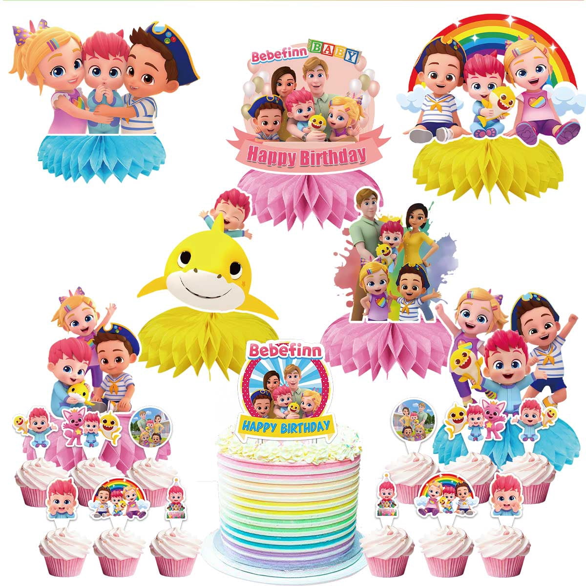 Bebefinn Party Decor Supplies Honeycomb Centerpieces Table Toppers Cake ...