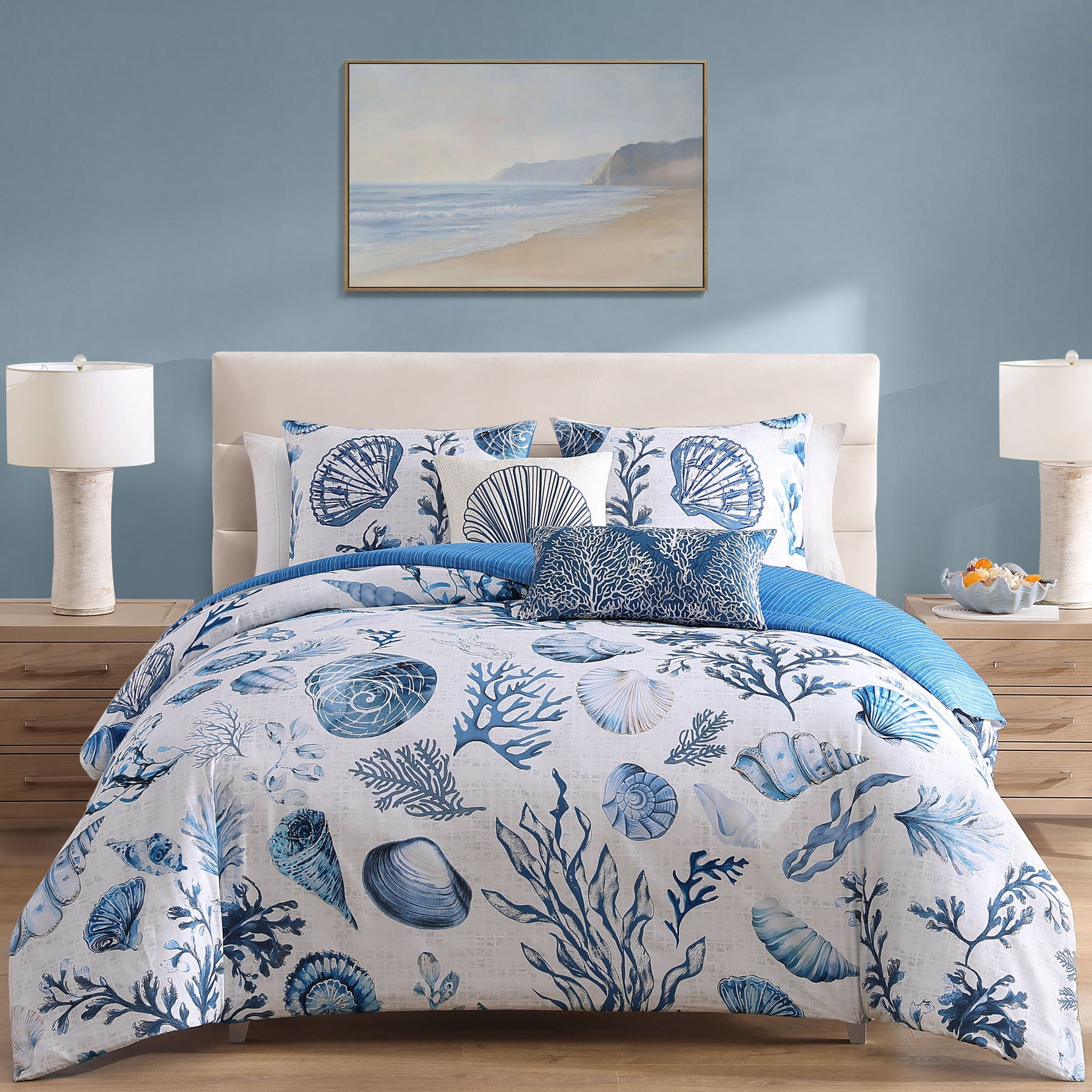 Bebejan Shells and Seaplants 5 Piece Reversible Comforter Set - Walmart.com