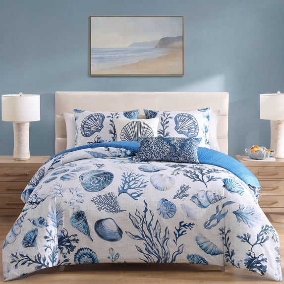 Bebejan Shells and Seaplants 5 Piece Reversible Comforter Set - Walmart.com