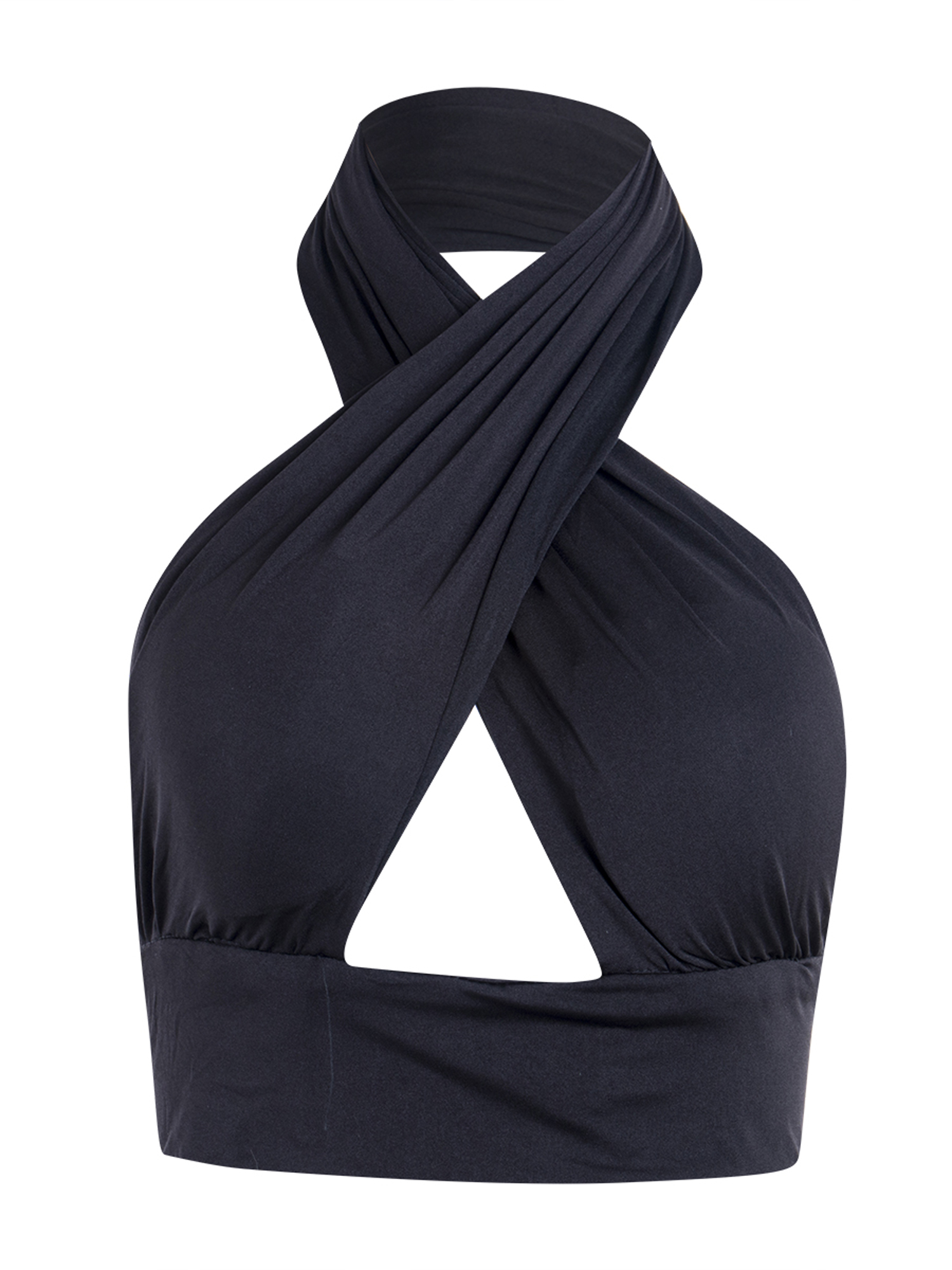 Bebiullo Women Strappy Cross Over Front Cut Out Halter Neck Sleeveless ...