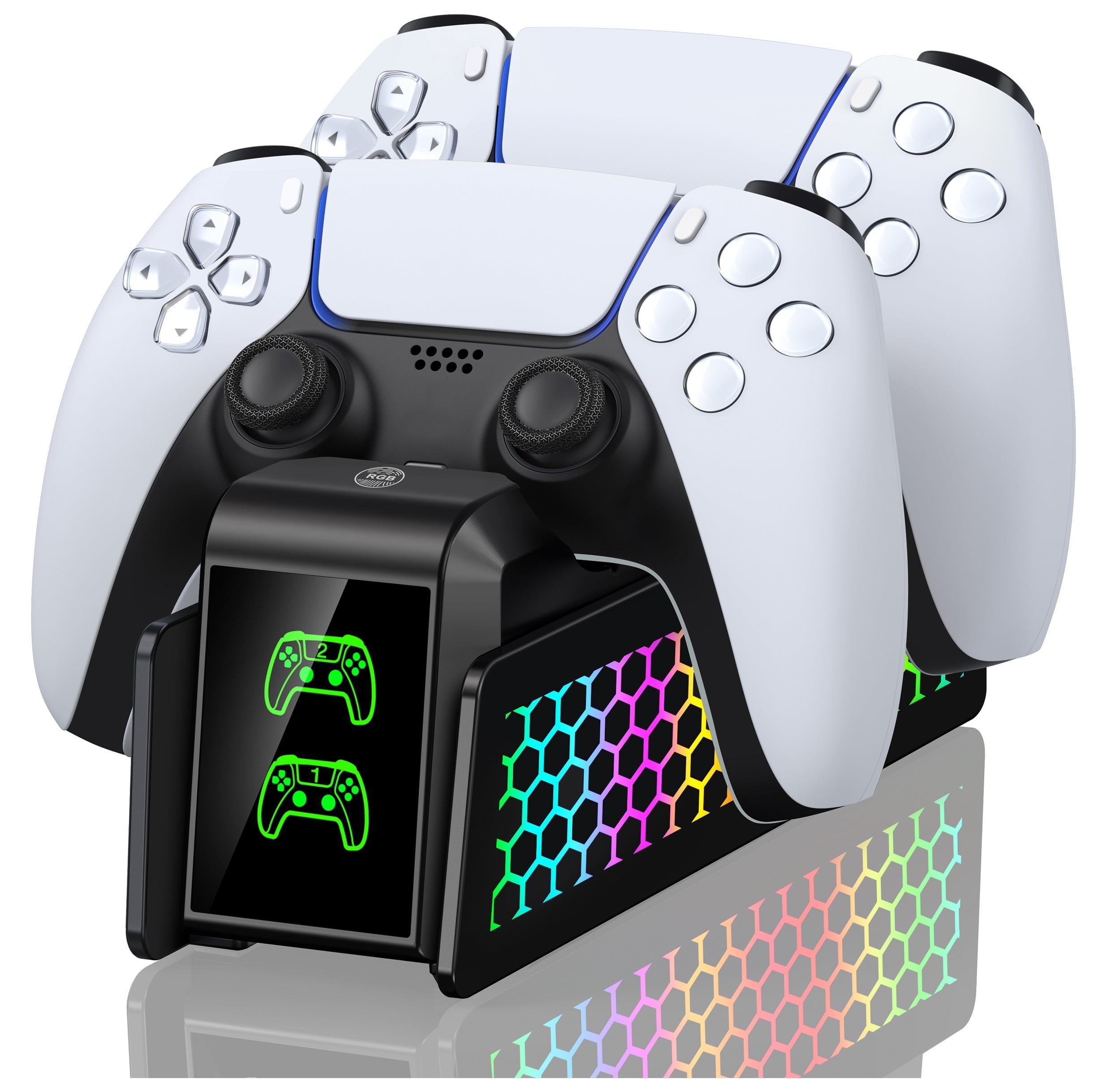 Beboncool PS5 Controller Charger Station with RGB Lighting & Dual Fast ...