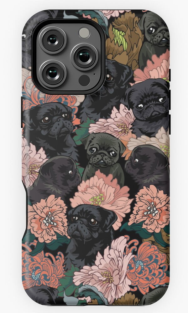 Because Black Pug Phone Case for iPhone 16 15 14 13 12 11 Pro Max ...