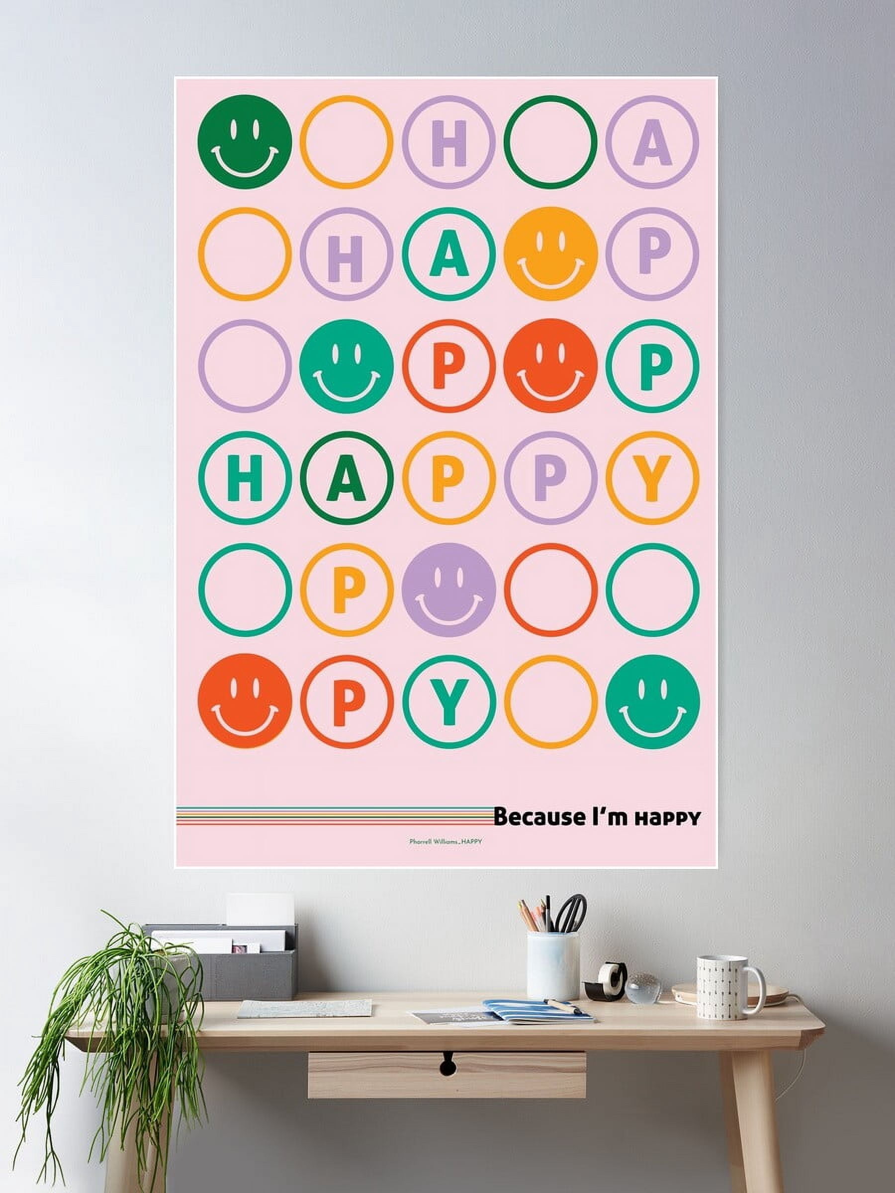 Because I'M Happy- Happy Poster Wall Art Modern Wall Decor For Living ...