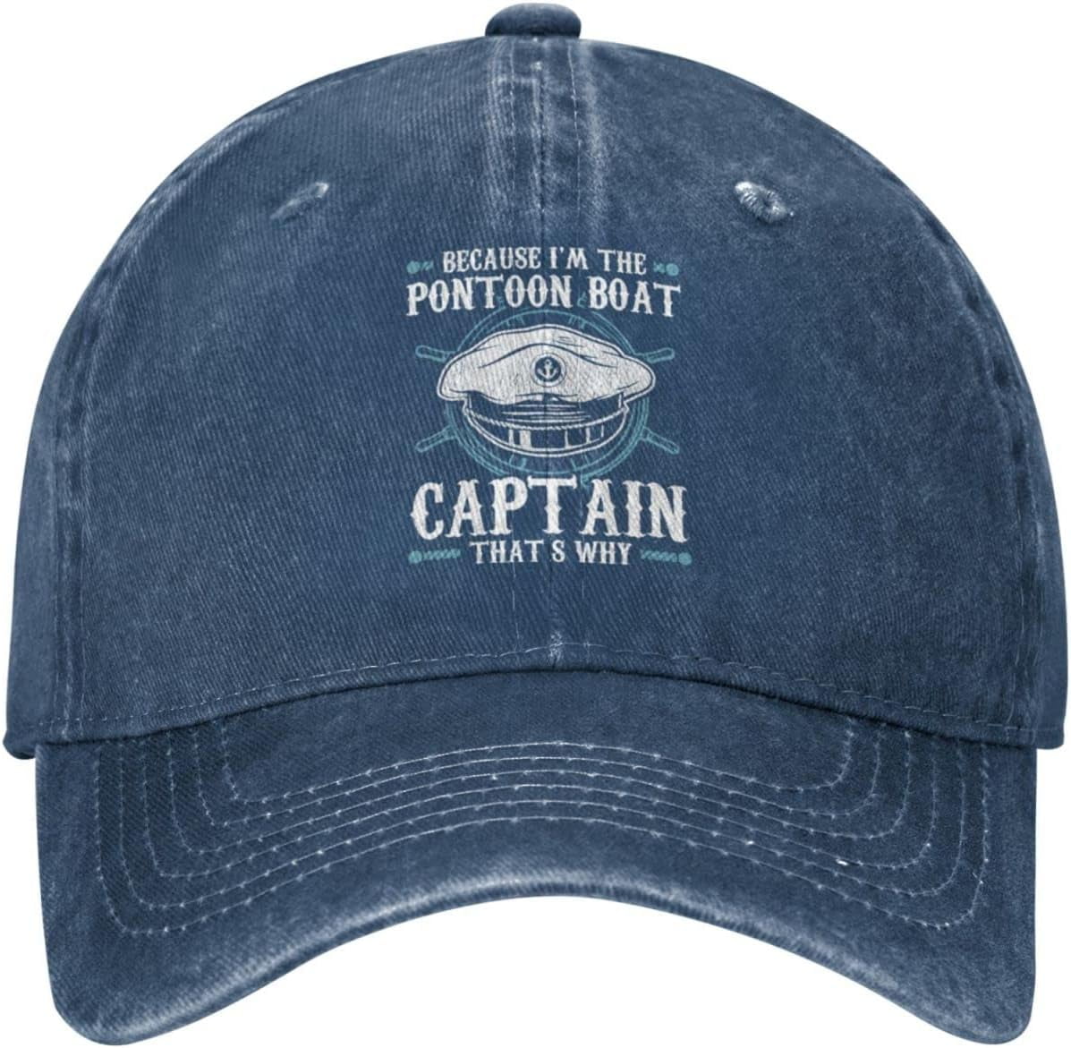 Because I'm The Pon toon Boat Captain Men Baseball Cap Sun Vintage ...