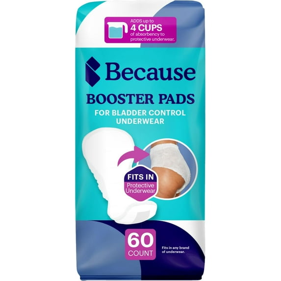 Because Incontinence Booster Pads Overnight - Ultra Long 16", For Women ...