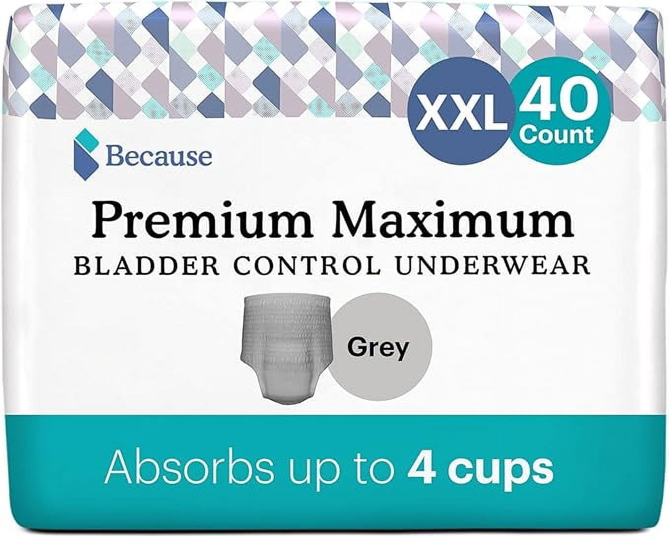Because Maximum Incontinence Underwear for Men, XXL, Advanced Absorbent ...