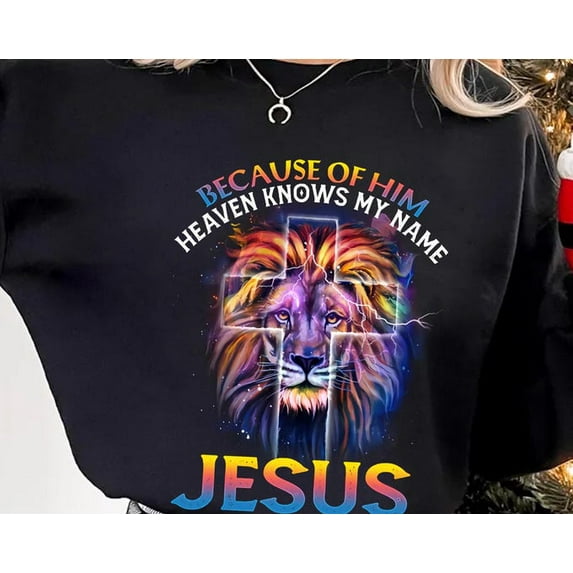 Because Of Him Lion Jesus Cross | Christian Digital Art For Faith-Inspired Diy Projects ...