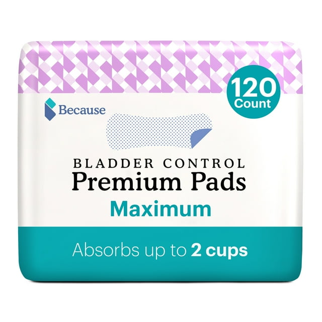 Because Premium Incontinence Pads for Women - Maximum Absorbency, 120 ...