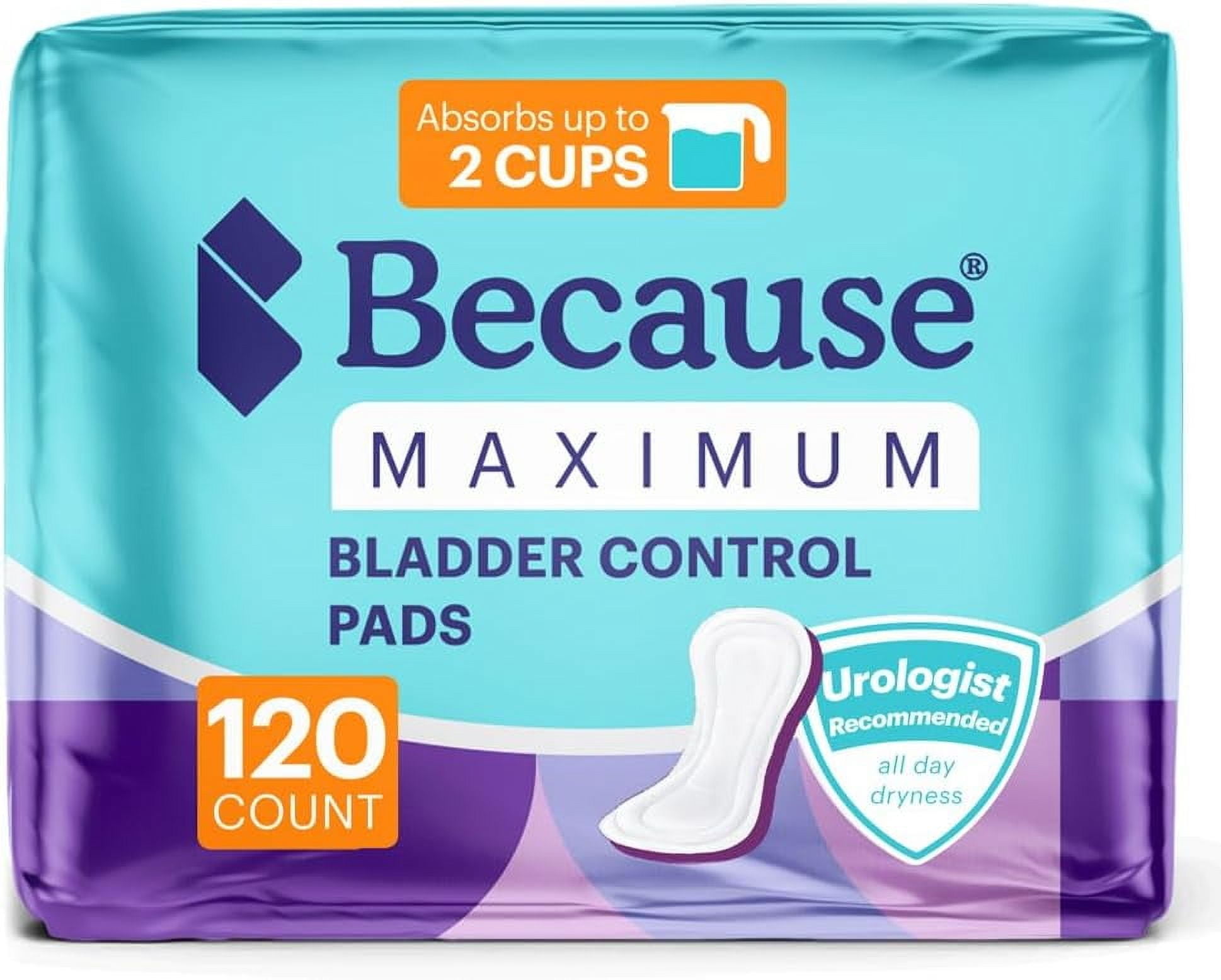 Because Maximum Absorbency Incontinence Pads for Women, 120 Pads ...