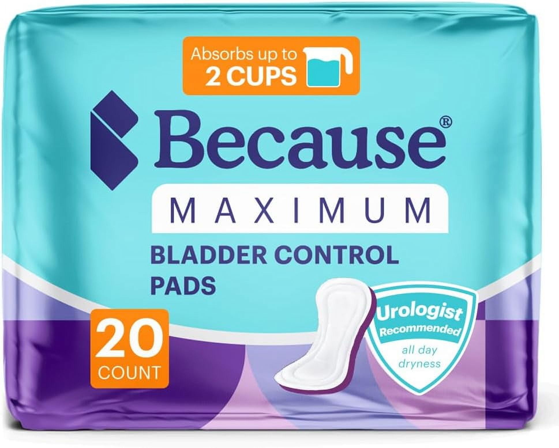 Because Maximum Absorbency Incontinence Pads for Women, 20 Pads HSA/FSA ...